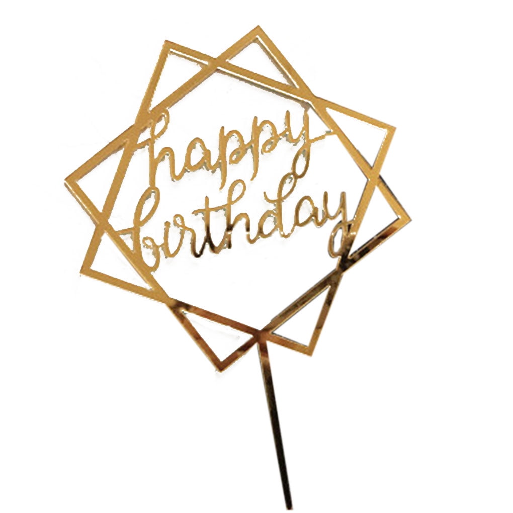 Worallymy Square Happy Birthday Cake Topper Acrylic Insert Cake Card ...
