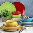 Elama Mason 12 Piece Double Bowl Stoneware Dinnerware Set in Assorted ...