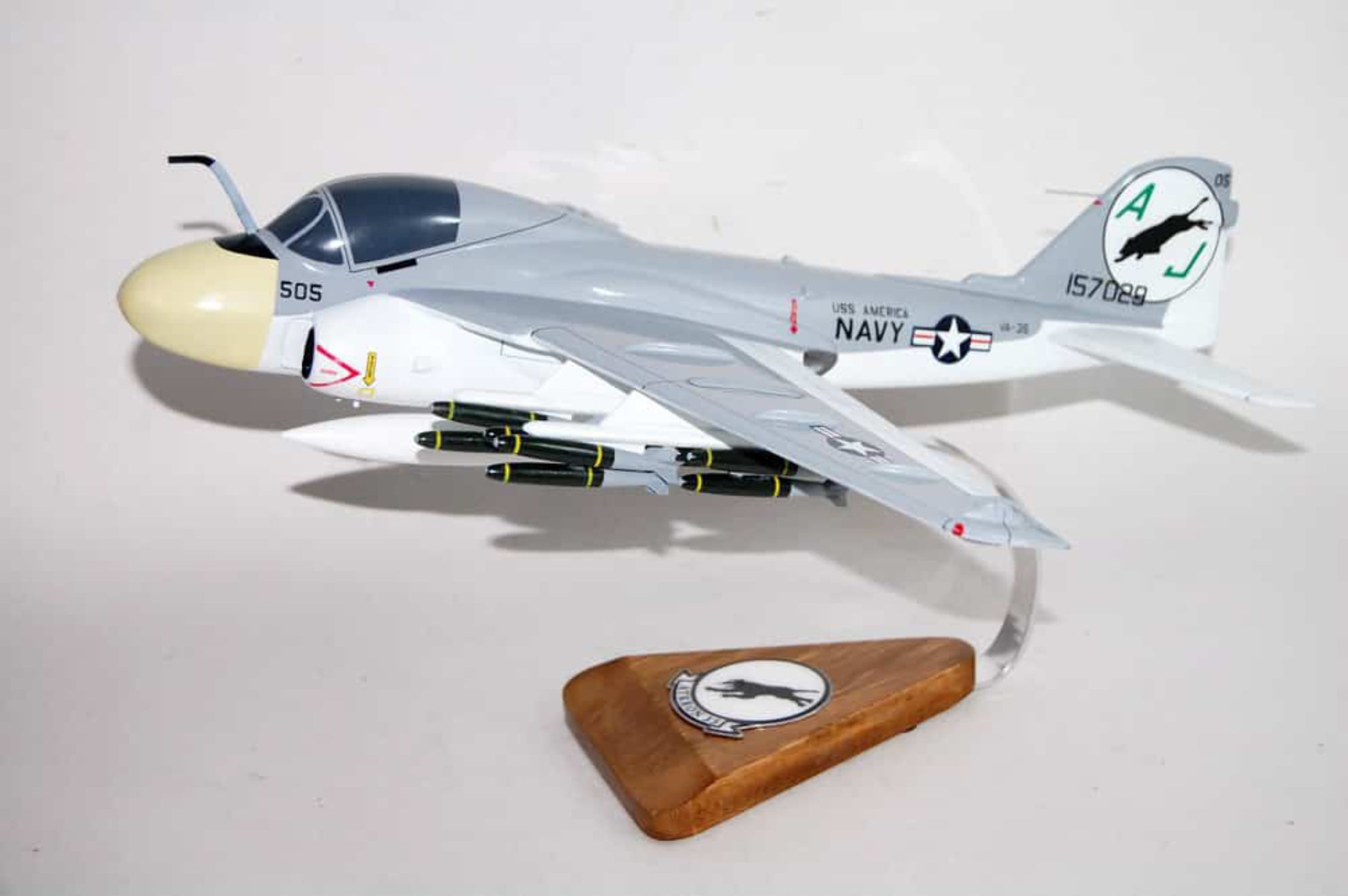 VA-35 Black Panthers A-6 (1972) Intruder Model, 1/36th Scale, Mahogany ...