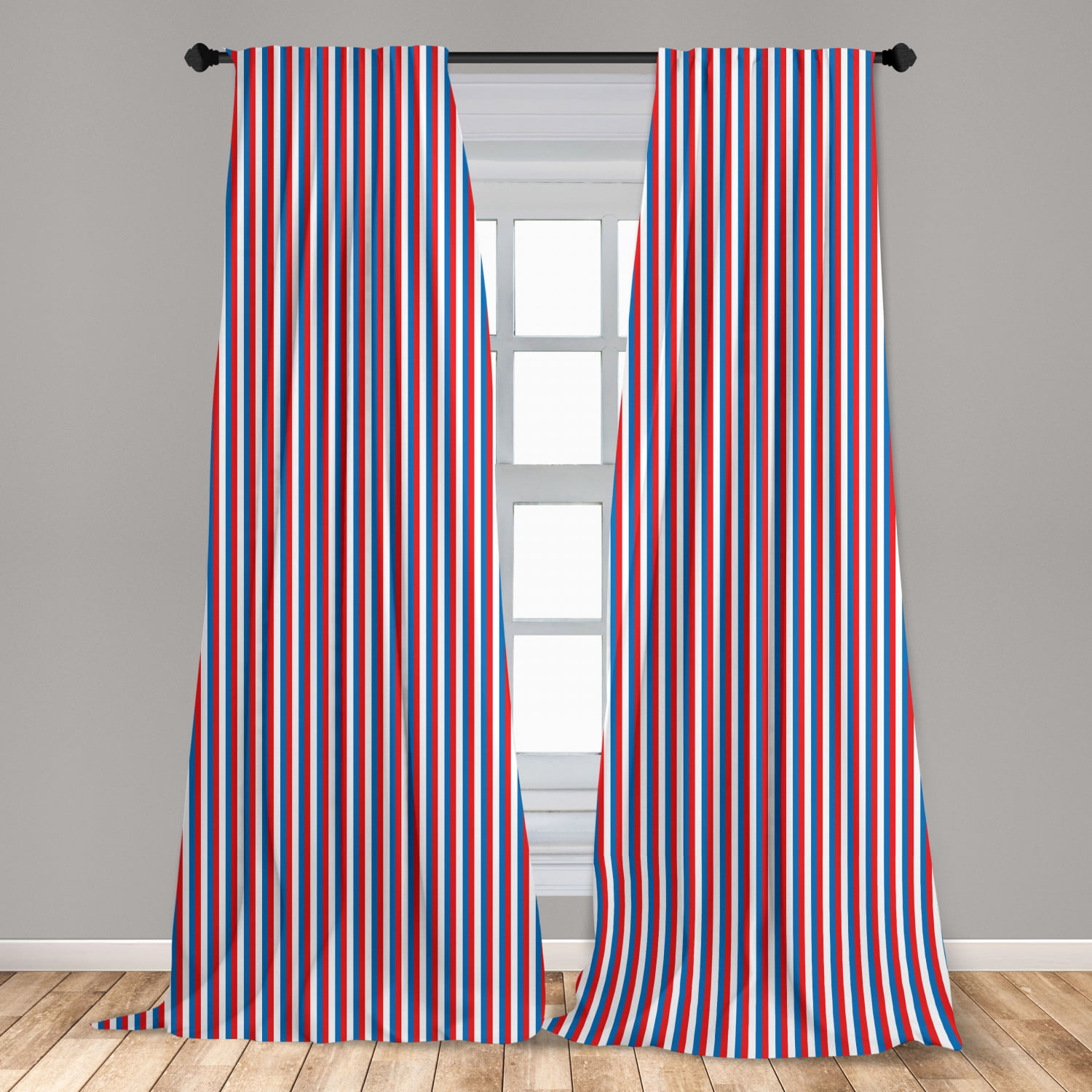 Harbour Stripe Curtains 2 Panels Set Vertical Patriotic Colorful