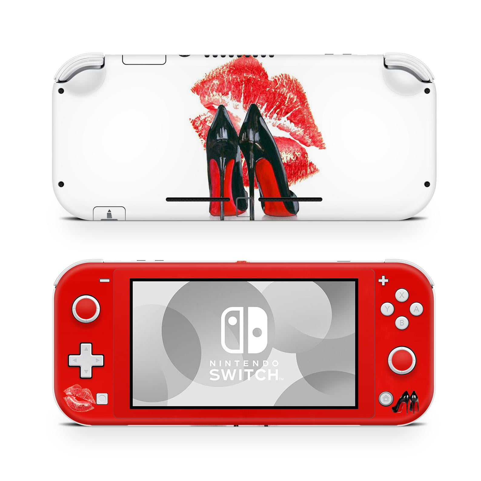 ZOOMHITSKINS Nintendo Switch Lite Skin Vinyl Stickers, Kiss Heel Shoes Girly Love Black Scarlet ...