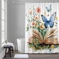 Butterfly Book Shower Curtain for Bathroom, Spring Flowers Waterproof ...