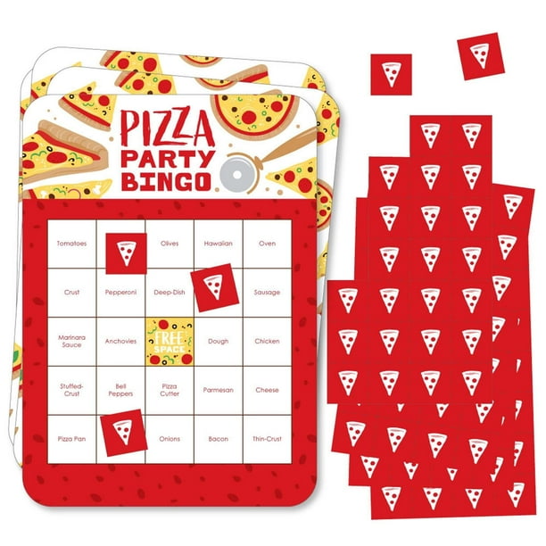 Big Dot of Happiness Pizza Party Time - Bingo Cards and Markers - Baby ...