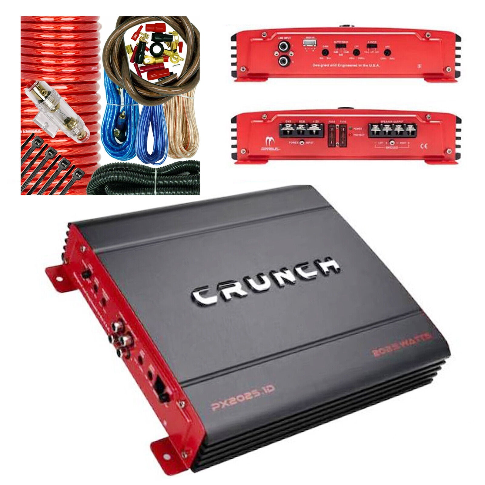 CRUNCH PX-2025.1D Crunch 2000 Watts Power X Mono Audio Amplifier + 4 Ga ...