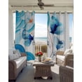 Blue Butterfly Blackout Curtains 2 Panels Watercolor White Flowers ...