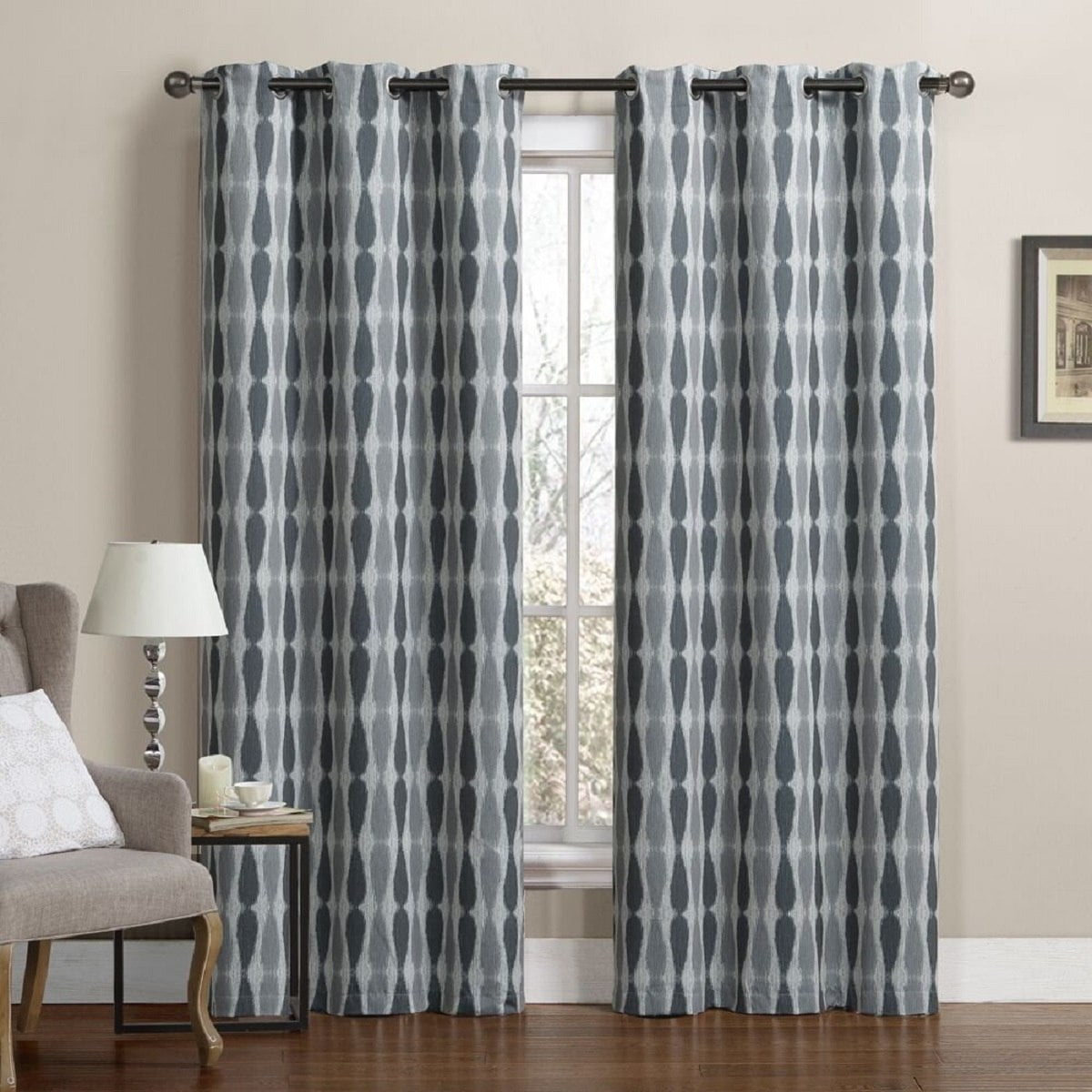 Printed Mansoon Triple Weave Blackout Curtain Panels 76"Wx84"L(Set Of 2 ...