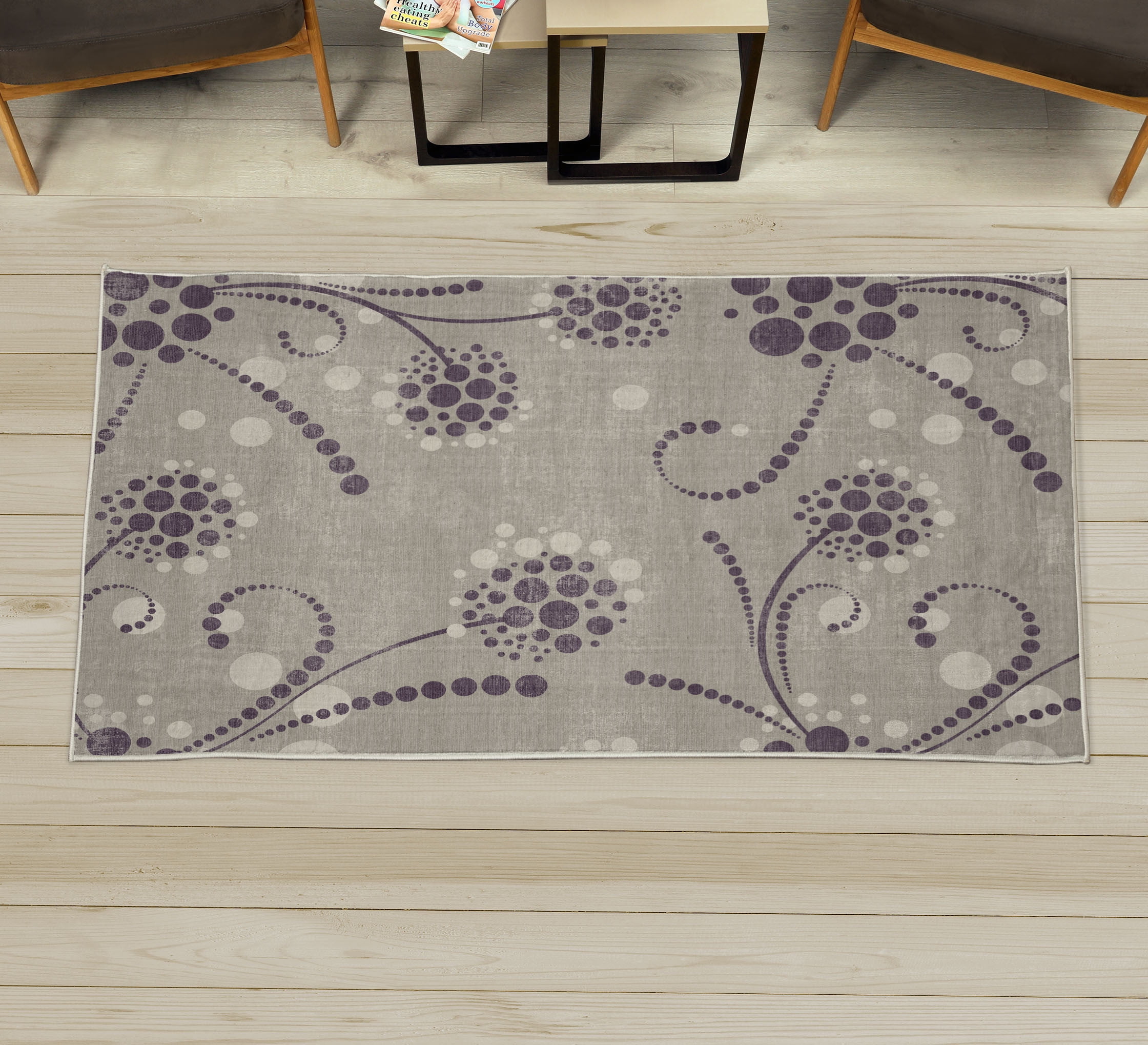 Abstract Decorative Rug, Spiral Form Circular Flowers Modern Style ...