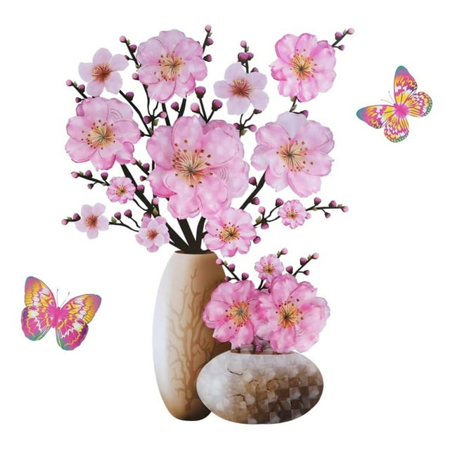 Wall Stickers with 3D Vase Flower Butterfly Wall Sticker, Flowers Wall ...