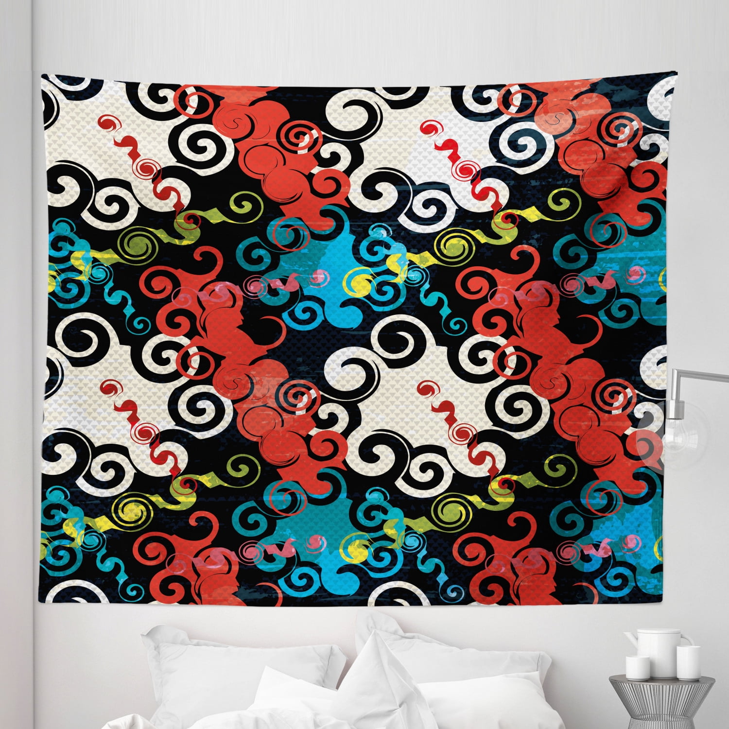 Psychedelic Tapestry, Dark Spiral Puzzle Forms Graffiti Inspiration ...