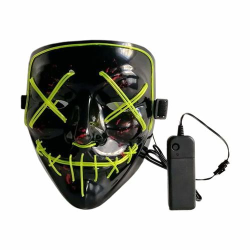 EL Wire Ghost Mask Slit Mouth Light Up Glowing LED Mask Halloween ...
