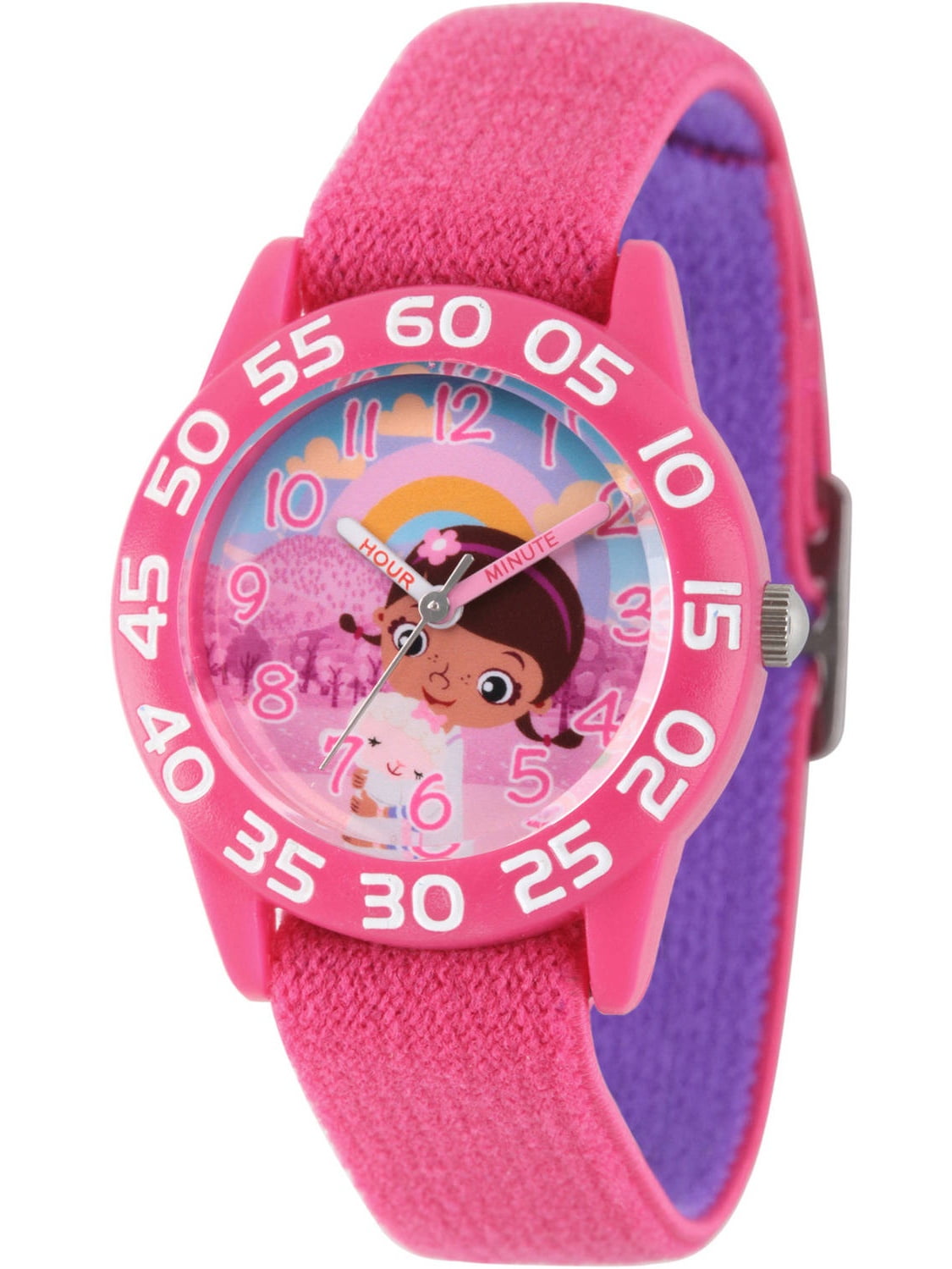 Doc Mcstuffins, Lambie Girls' Pink Plastic Time Teacher Watch ...