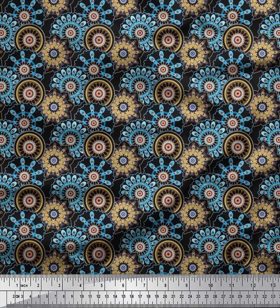 Soimoi Silk Fabric Circle & Mandala Print Fabric by the Yard 42 Inch ...