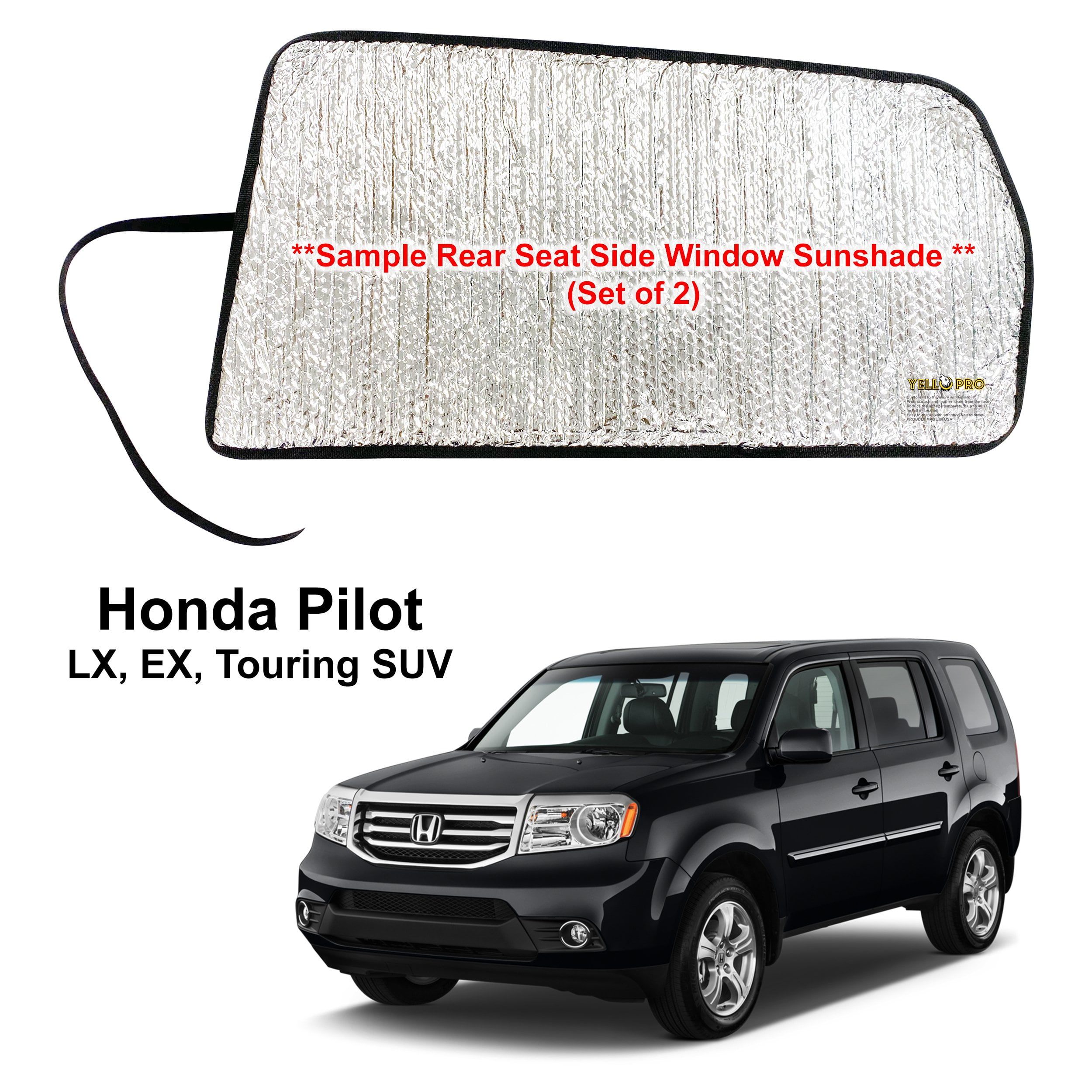 Side Window Rear Seat Sunshades for 2009-2015 Honda Pilot SUV (Set of 2 ...