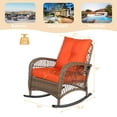 W WARMHOL Outdoor Wicker Rocking Chair with Thickened Cushions, All ...