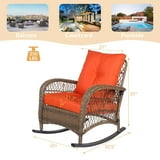 W WARMHOL Outdoor Wicker Rocking Chair with Thickened Cushions, All ...