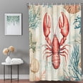 Bathroom Shower Curtain Ocean Red Lobster Shell Coral on Retro ...