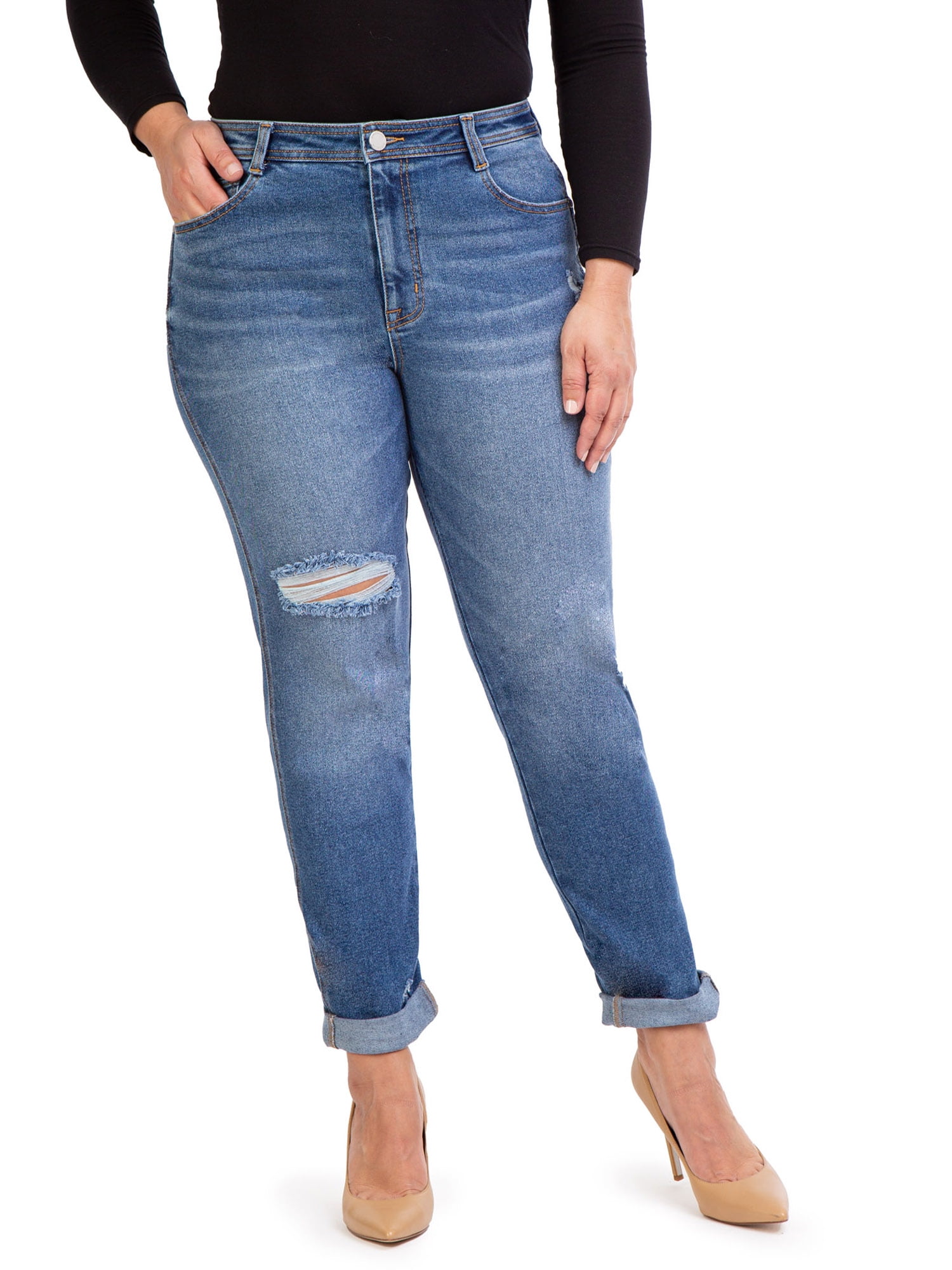 Jordache Women's High Rise Curvy Mom Jeans, Sizes 2-22 - Walmart.com