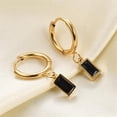 18K Gold Plated Hoop Square Dangle Earrings Emerald Green Blue Red ...