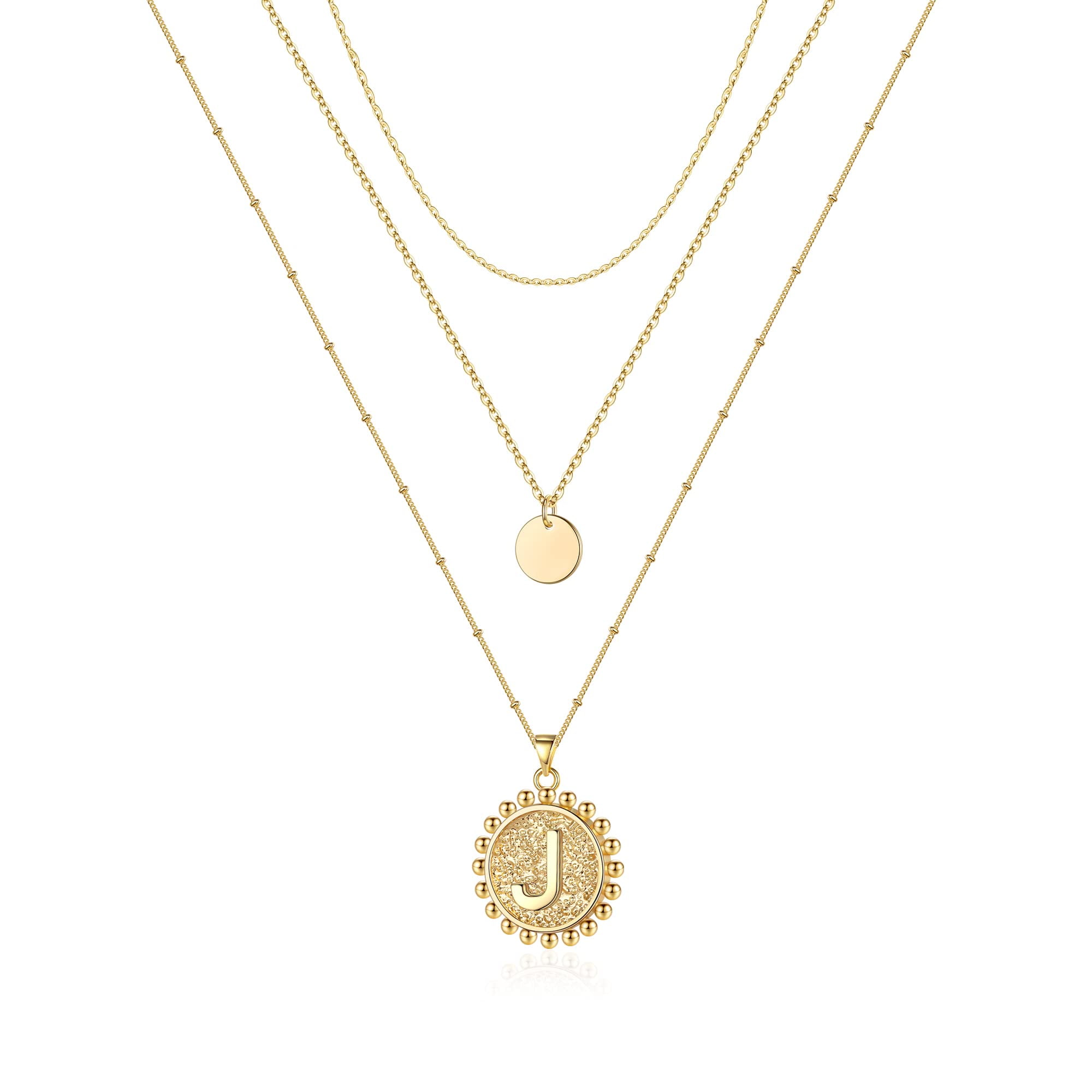 Aunool Gold Layered Initial Necklaces For Women 14k Gold Plated Dainty