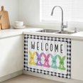Bunny Easter Small Cabinet Curtains 10"W x 11"L, Black White Checkered ...