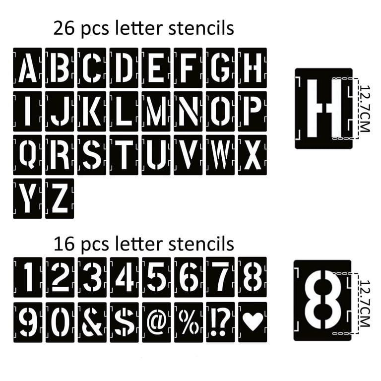 42 Pcs 3 Inches Letter Stencils Reusable Plastic Alphabet Symbol Number ...