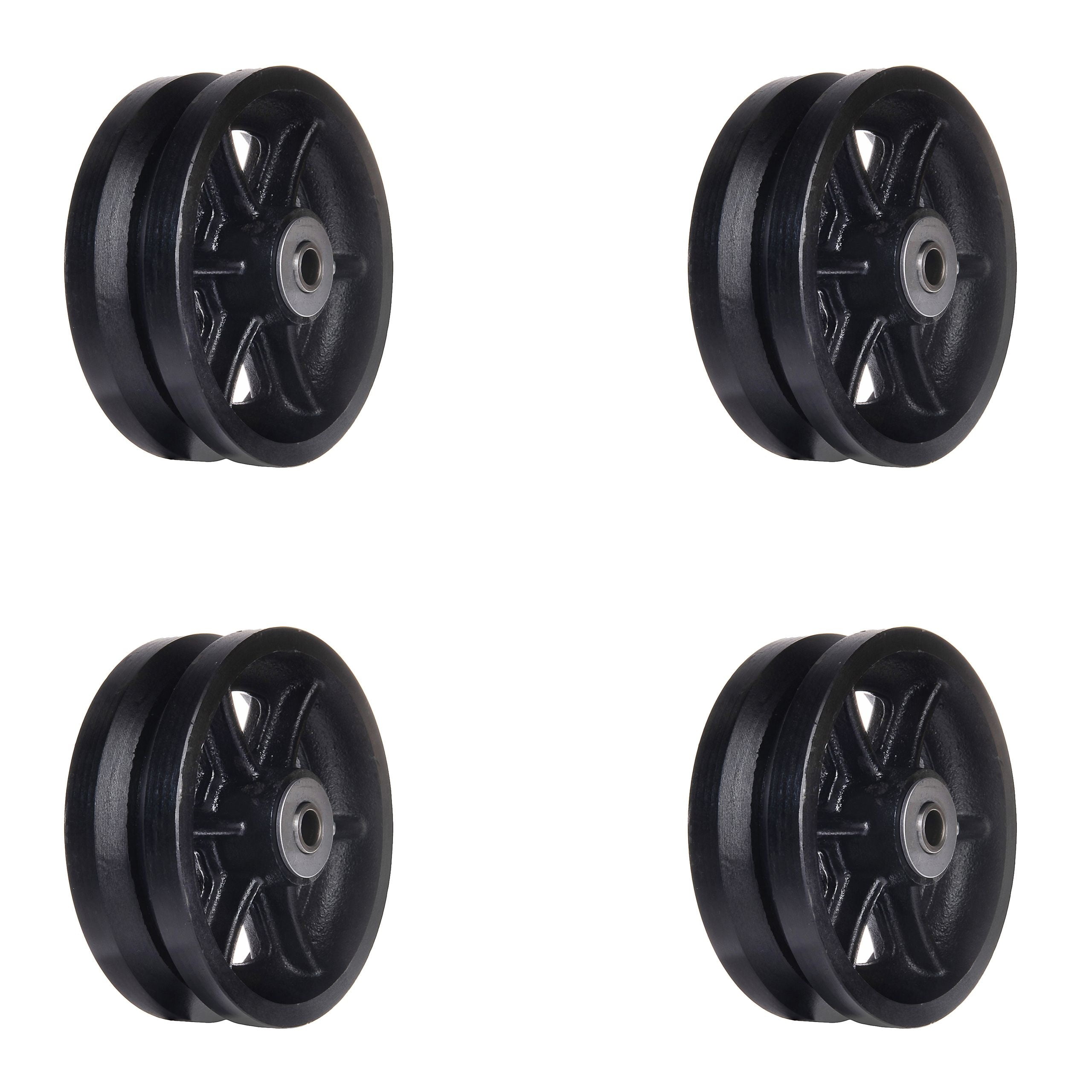 SY America 6"x2" Cast Iron V Groove Caster Wheel with Straight Roller ...