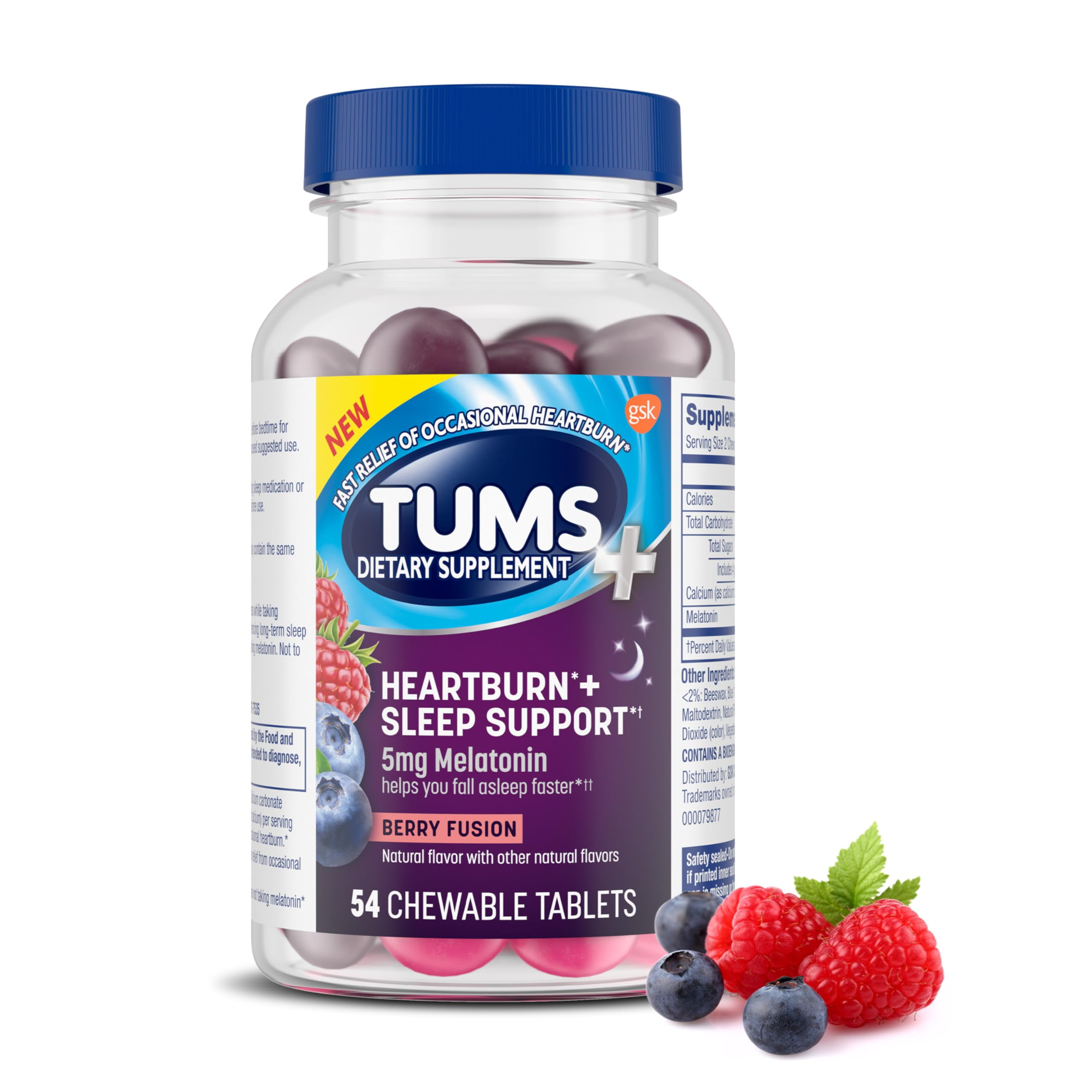 Suplemento TUMS Heartburn + Sleep Support 54 comprimidos Berry | Bodega ...