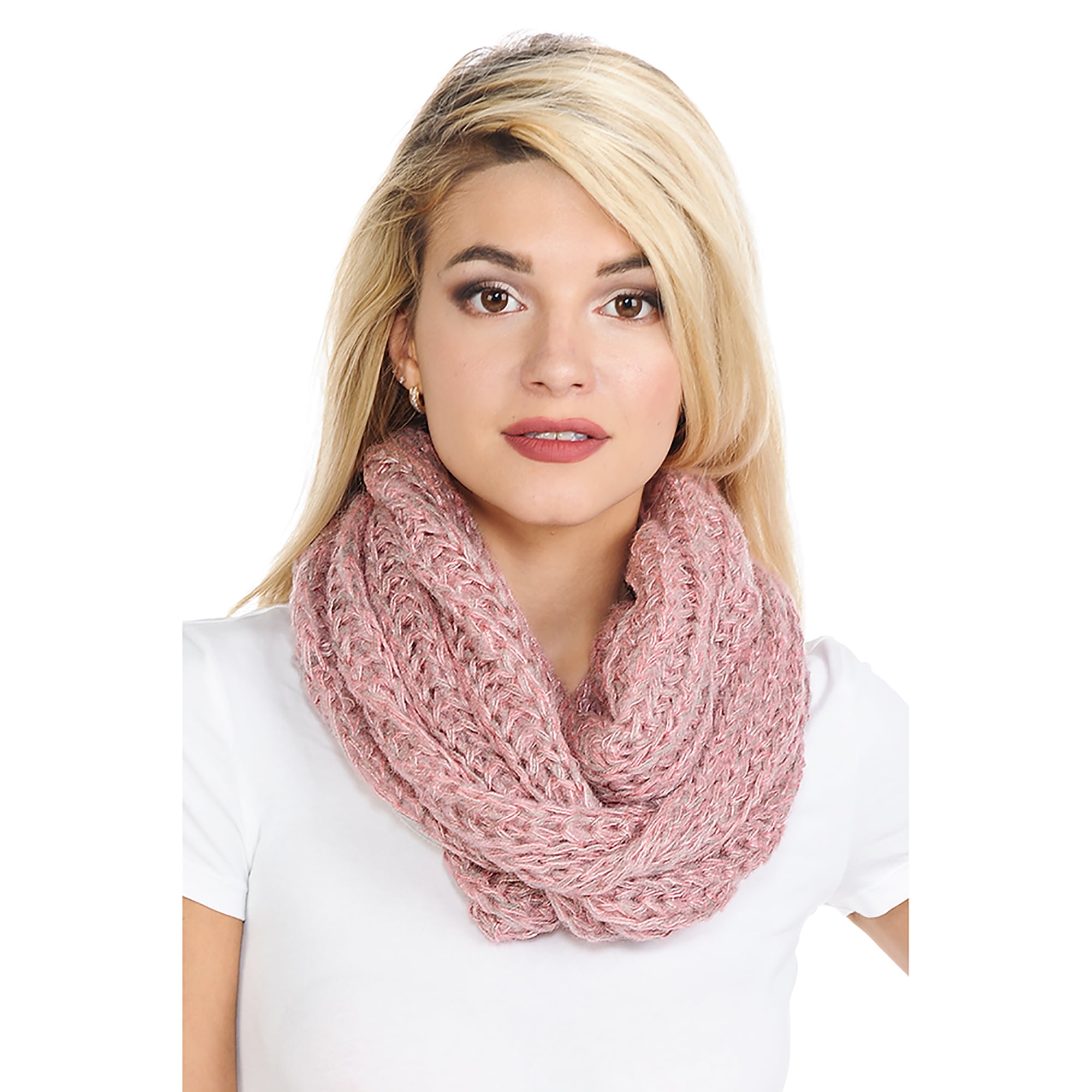 BASICO Adult Chunky Ashy Pink Infinity Scarf for Women Circle Loop ...