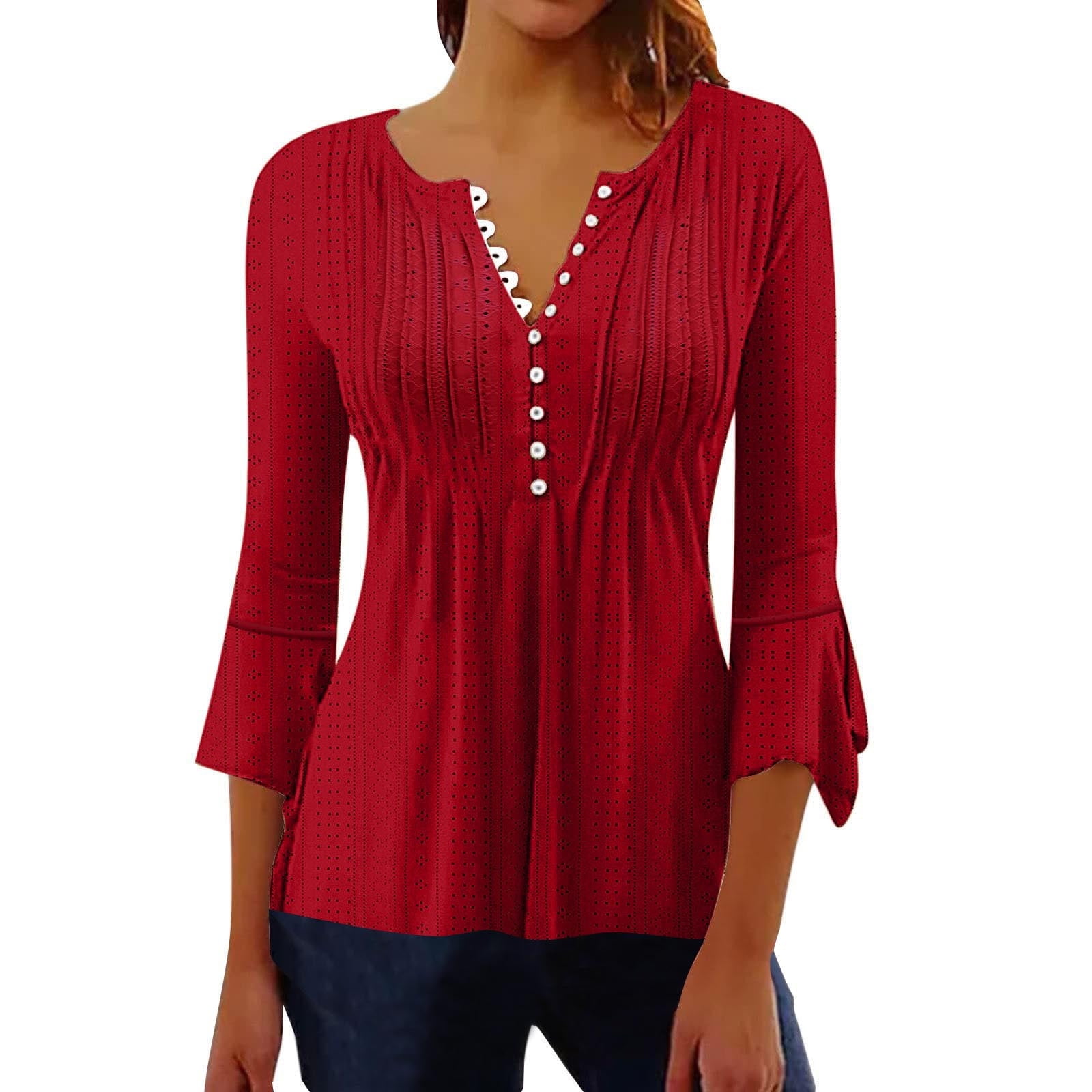 Click here for Srobpty Womens 3/4 Sleeve Shirts  Womens Solid Col... prices