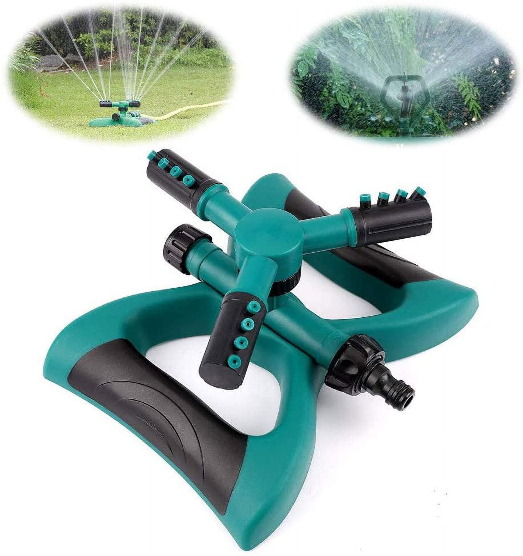 Garden Sprinkler with 3 Heads 360° Automatic Watering Irrigation System Sprinkler Head Lawn ...