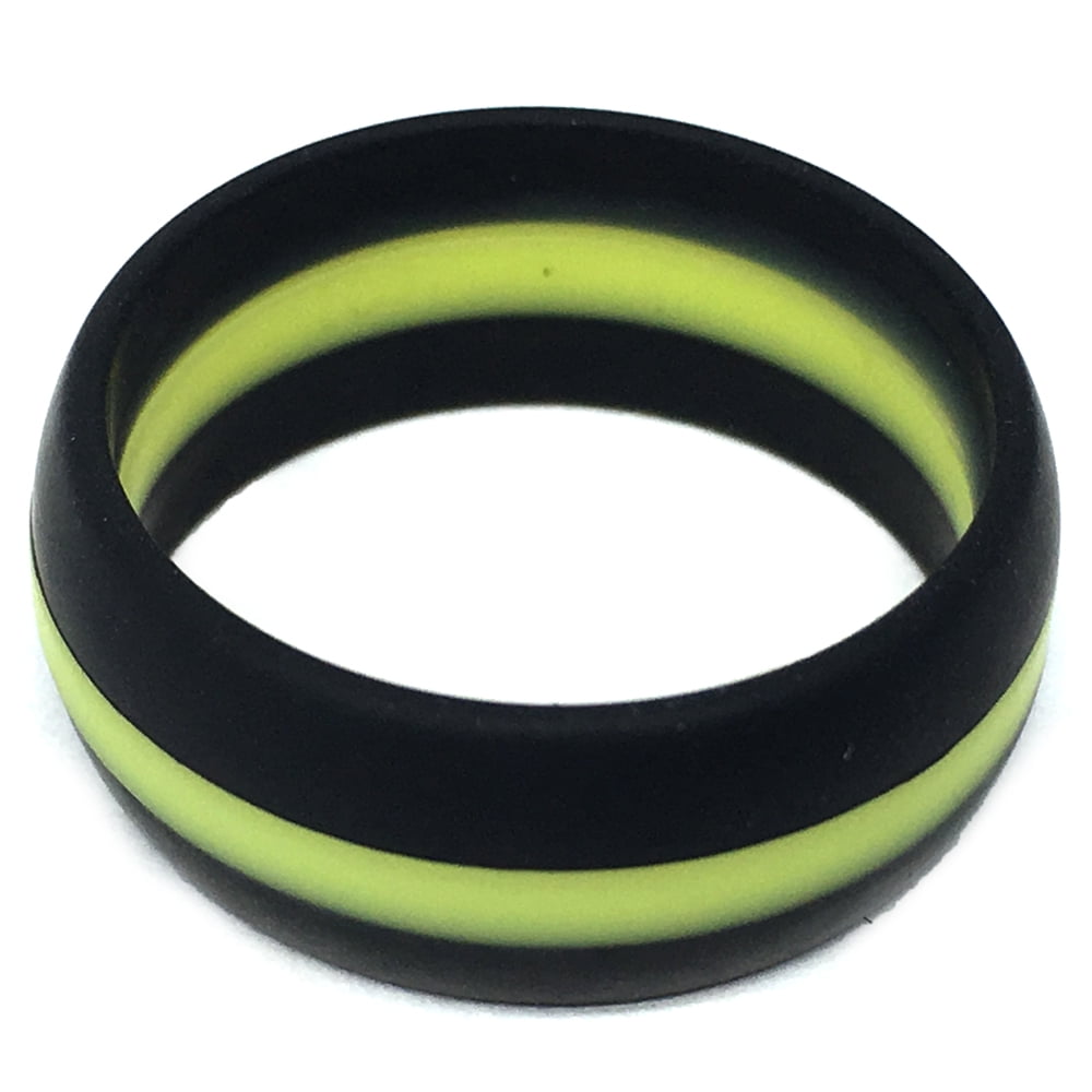 FSR - FLEXIBLE SILICON RINGS - 8MM Men or Ladies Flexible Black with ...