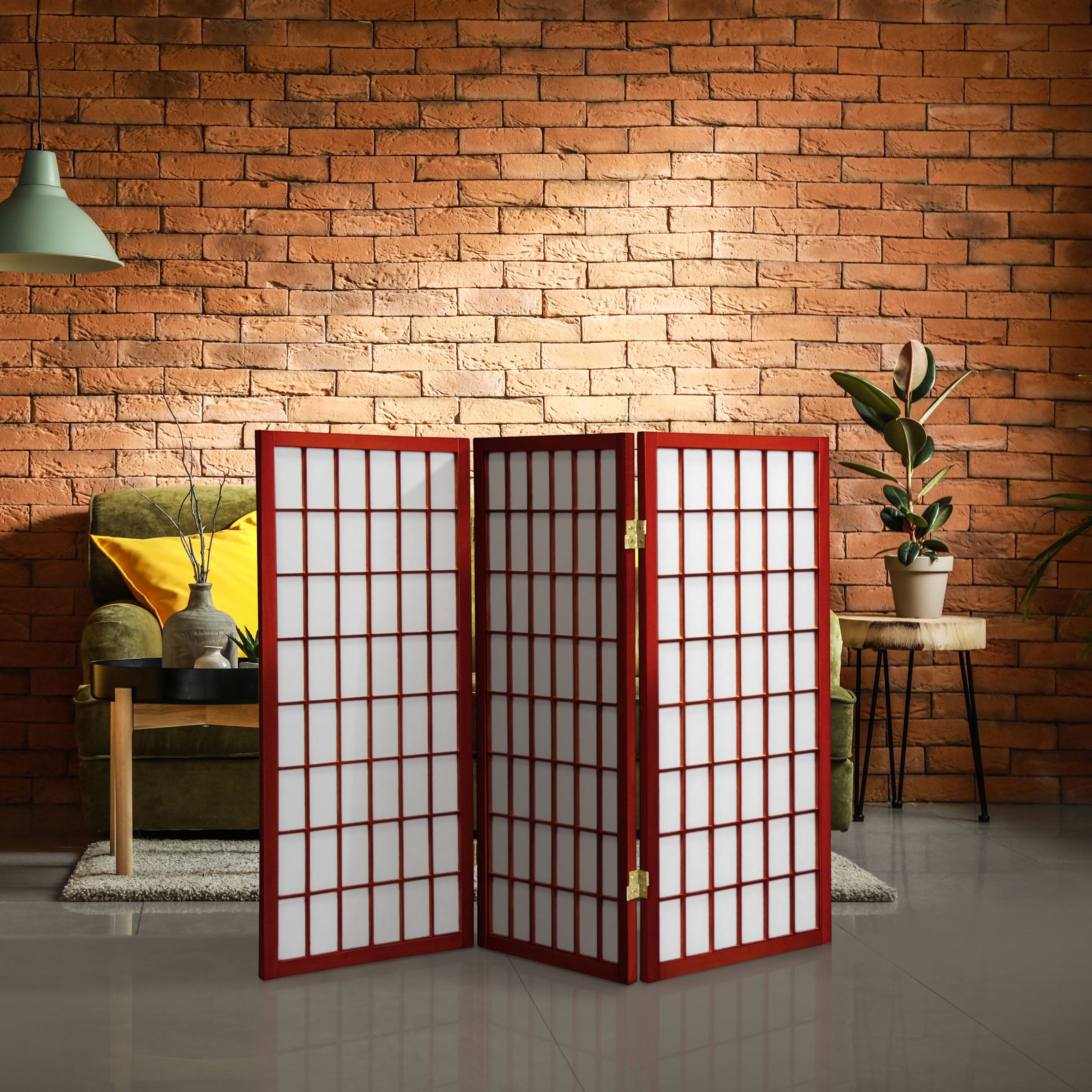 3 ft. Tall Classic Japanese Window Pane Lattice Privacy Screen ...