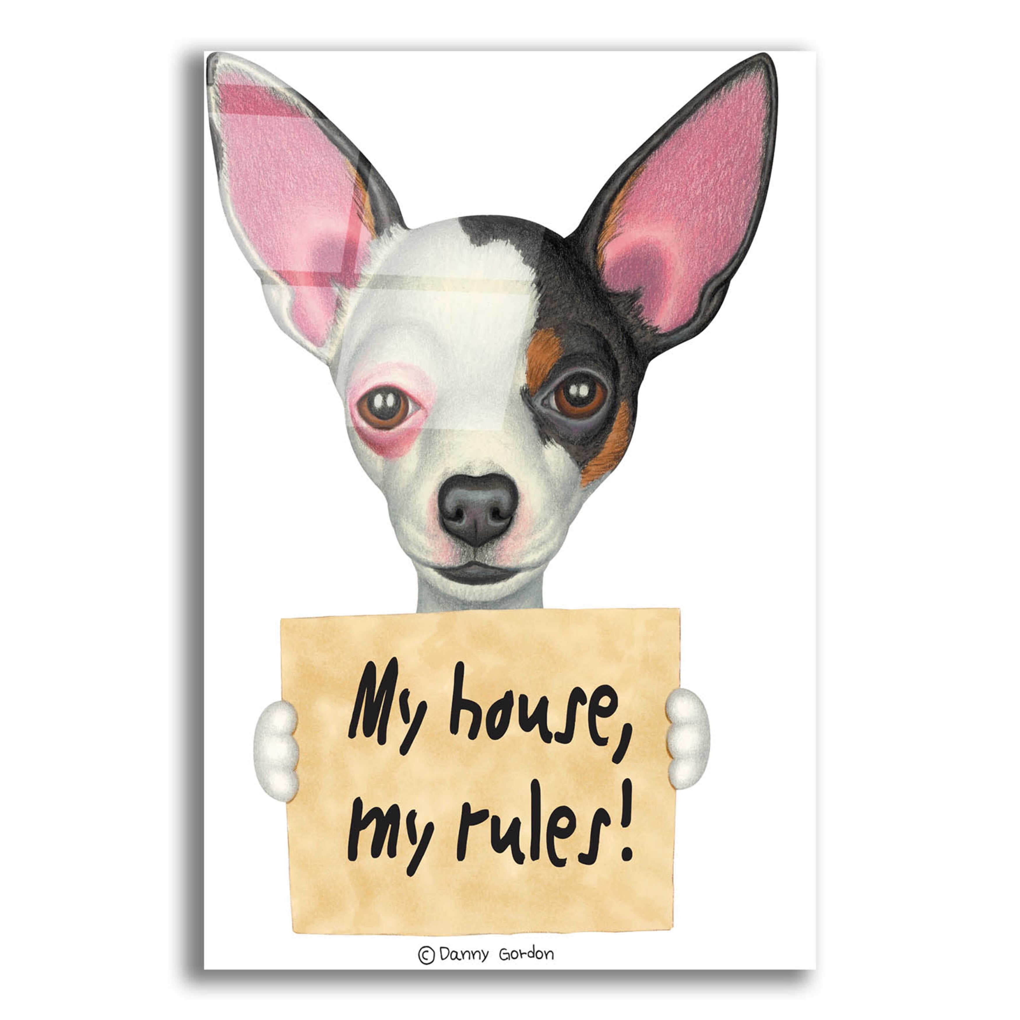 Epic Art 'Tri Color Chihuahua Holding Sign' by Danny Gordon Art ...