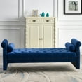 Stefania 71-inch Rolled Arm Oversized Velvet Tufted Upholstered Bench ...