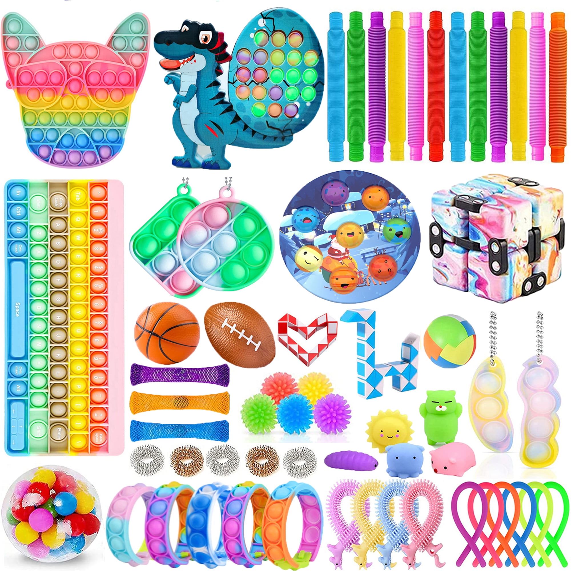 Multitrust Sensory Fidget Toys Set 58/60Pcs Colorful Stress Relief Toys ...