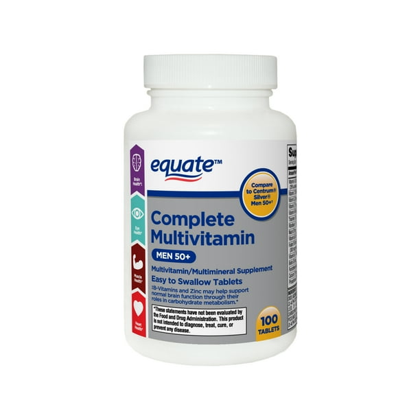 Equate Complete Multivitamin/Multimineral Supplement Tablets, Men 50 ...