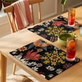 Bohemian Flower Placemats Set of 8, Retro Yellow Red Beige Floral Art ...