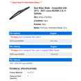 Rear Wiper Blade - Compatible with 2015 - 2021 NX300h 2.5L 4-Cylinder ...