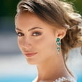 4 Pairs Bridal Tear Drop Flower Cluster Long Dangle Earrings Gold Green ...