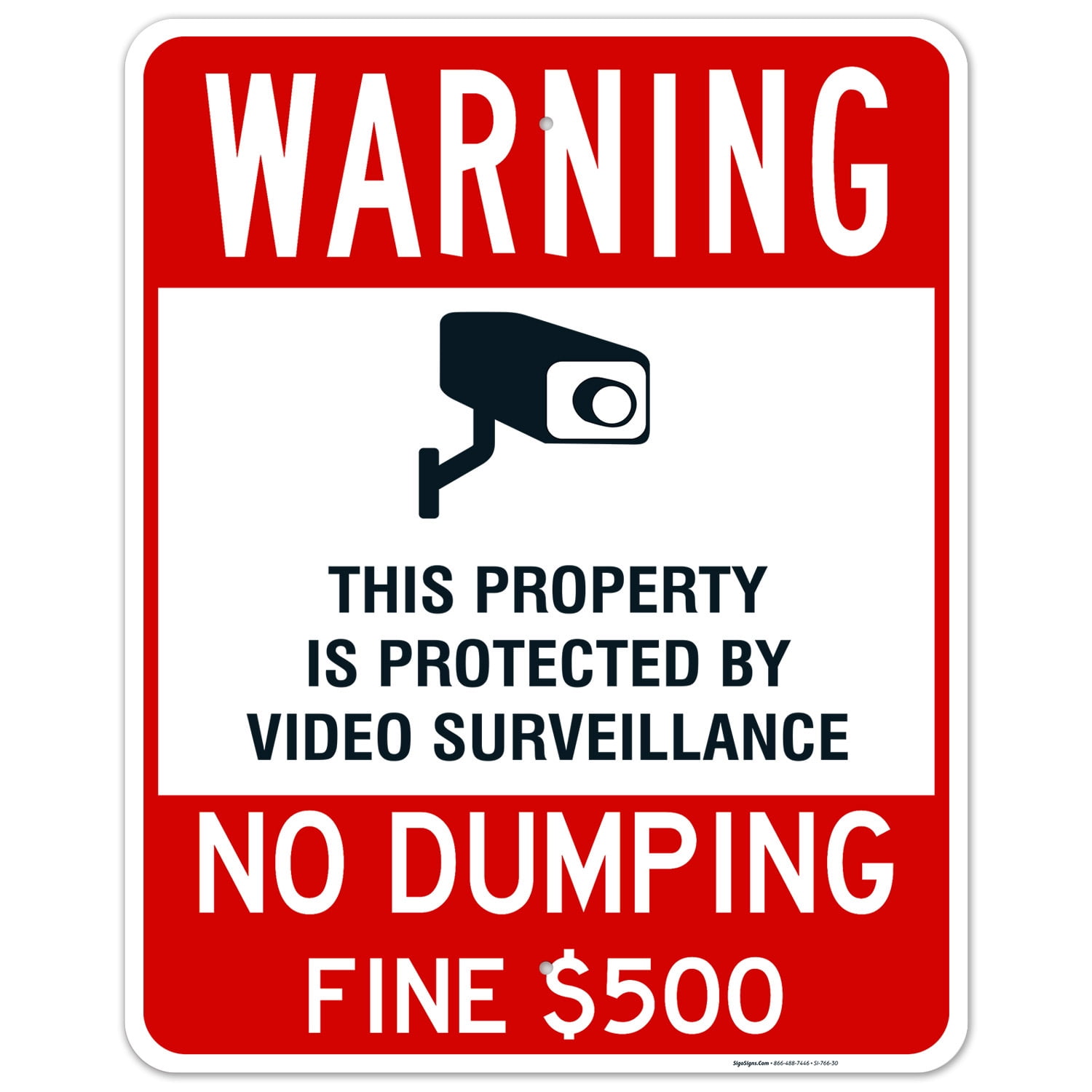 No Dumping Sign, Video Surveillance Sign, No Dumping Fine $500 Sign ...