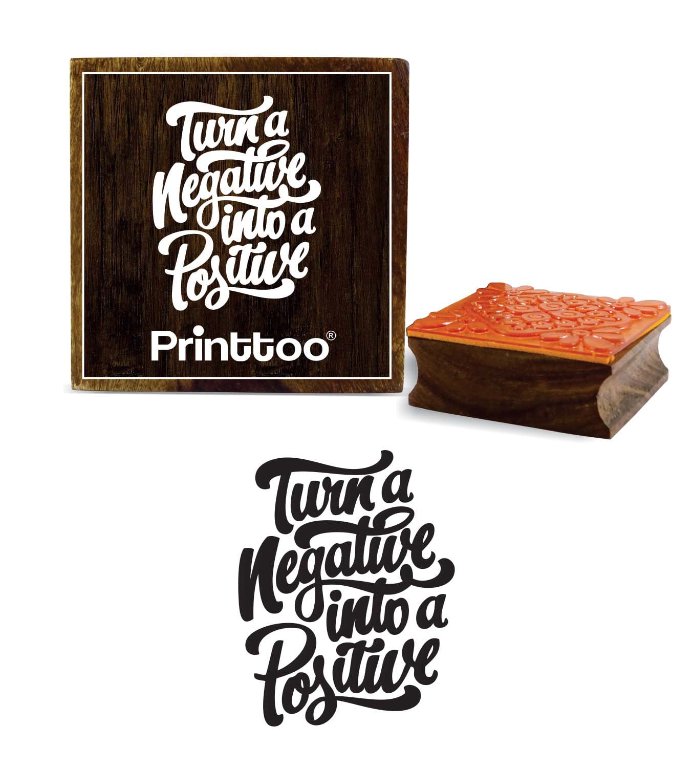 Printtoo Square Wooden Rubber Stamp Turn A Negative Into A Positive ...