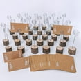 30 Pcs Rustic Wood Place Card Holders with Swirl Wire Wooden Bark Memo ...