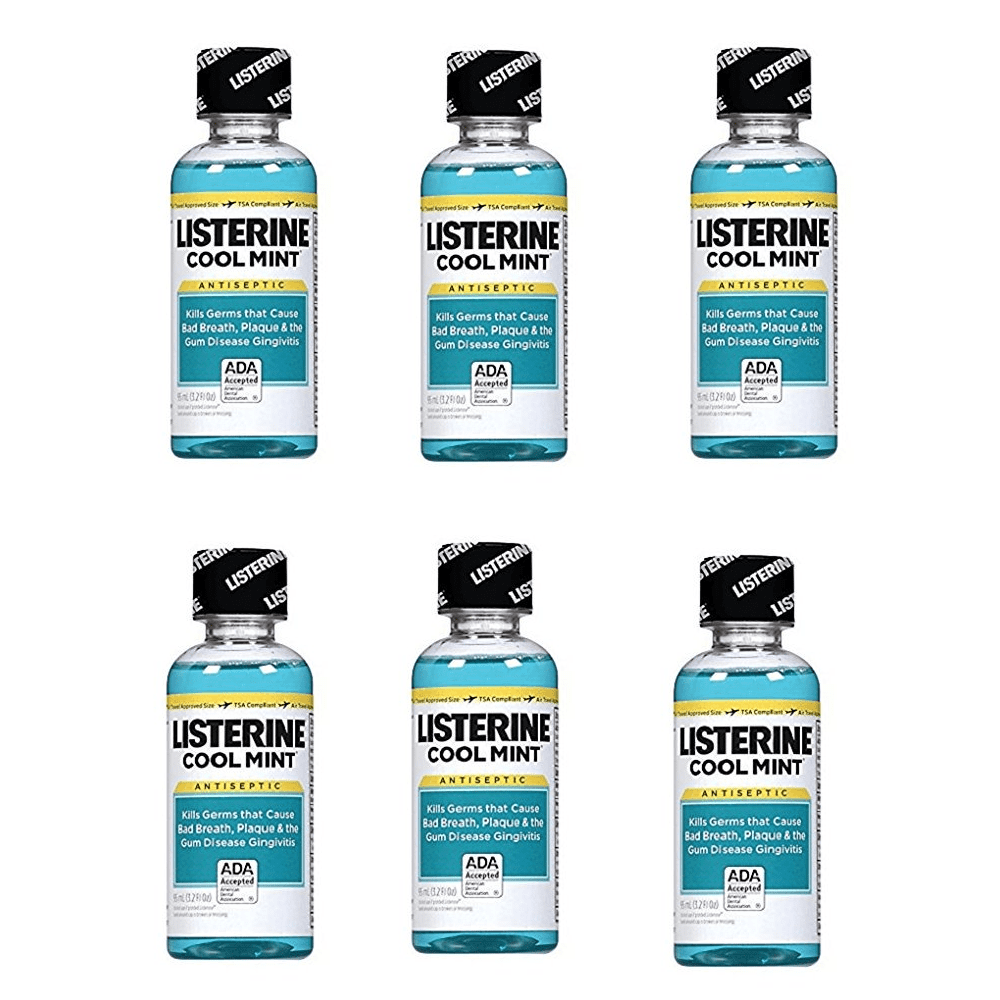 6 Pack Listerine Cool Mint Antiseptic MouthWash Travel Size 3.2oz Each ...