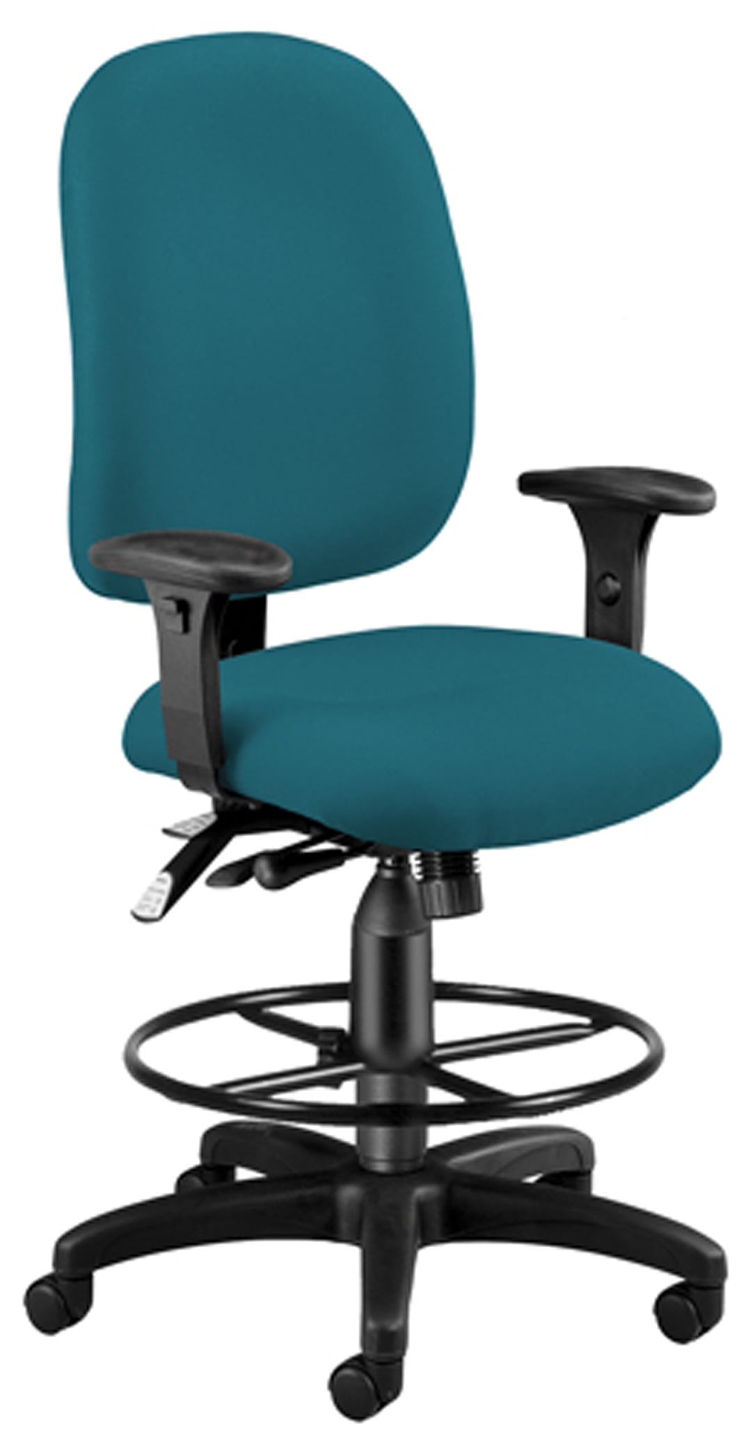 OFM Ergonomic Task Chair with Arms and Drafting Kit, Mid Back, in Teal ...