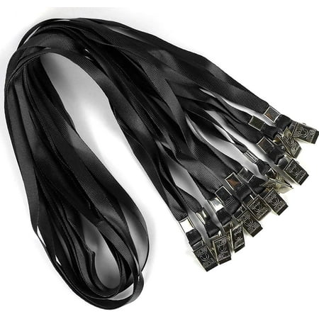 Black Lanyards 100 Pack 34" Premium Lanyard Bulldog Clips Bulk Nylon ...