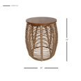 Home Square Round Rattan End Table in Brown/Natural Honey - Set of 2 ...