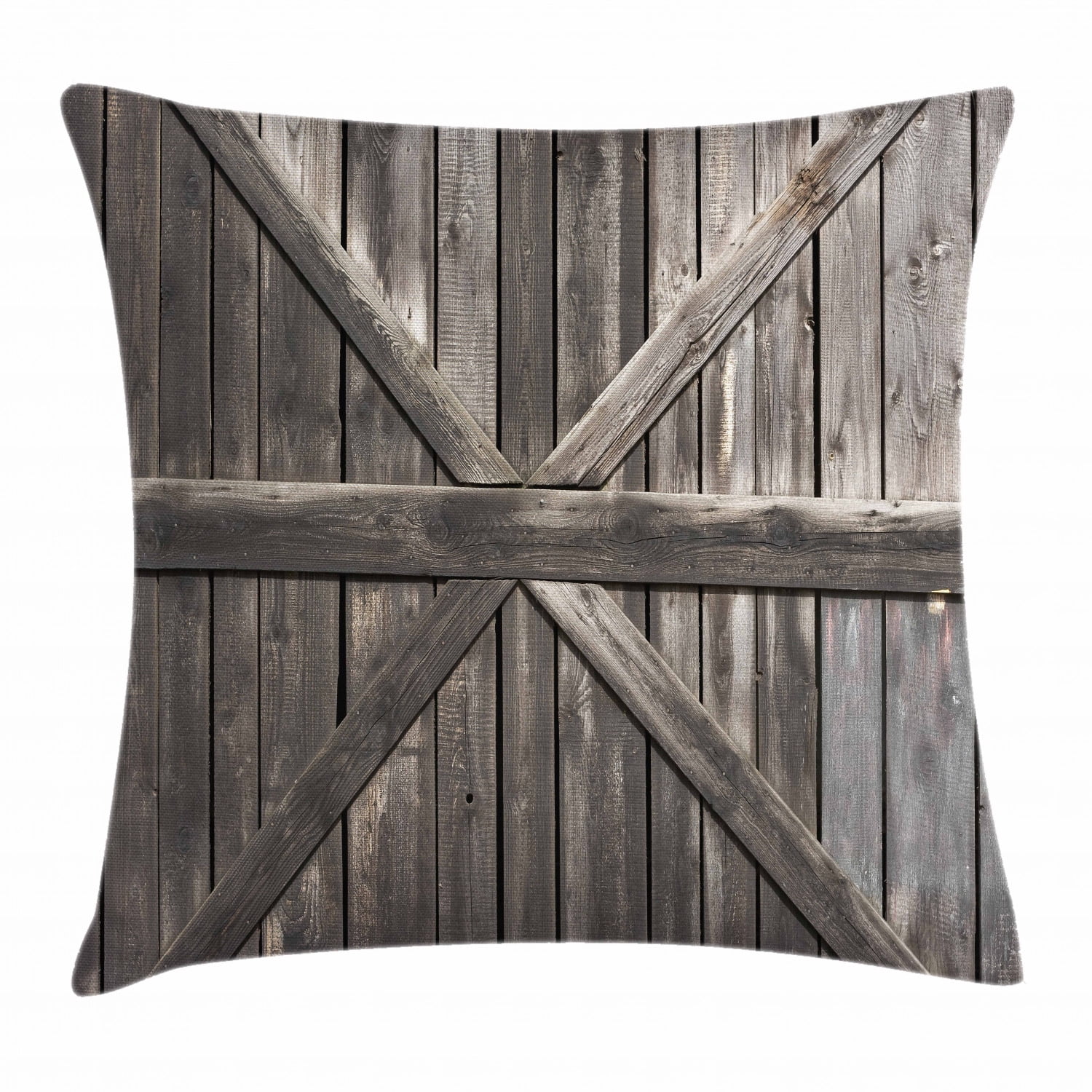 Rustic Throw Pillow Cushion Cover, Old Wooden Door with Big Cross ...