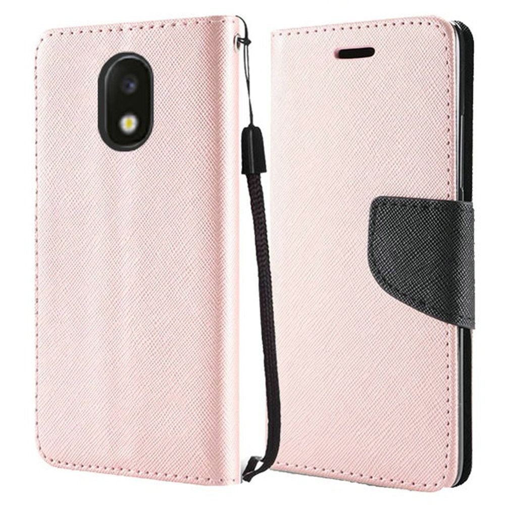 GSA Two-Tone Flip Wallet Rose Gold/Black Case For Samsung Galaxy J3 (2018), J337, J3 Star, J3 ...