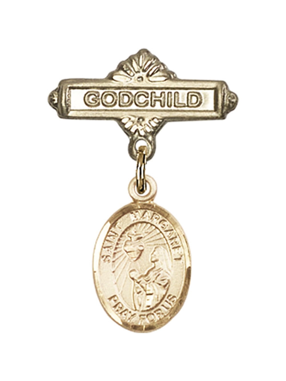 Gold Filled Baby Badge with St. Margaret Mary Alacoque Charm and ...