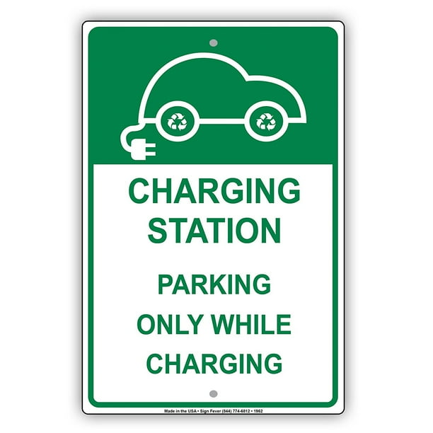 Charging Station Parking Only While Charging Electric Vehicle With ...